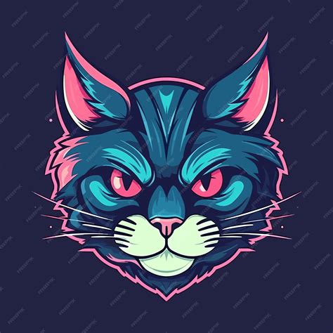 Un Logotipo De Una Cabeza De Gato Diseñado En Estilo De Ilustración De