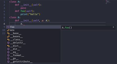 python autocomplete passed class object stack overflow