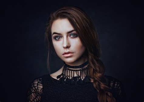 Wallpaper Face Women Model Simple Background Long Hair Fashion