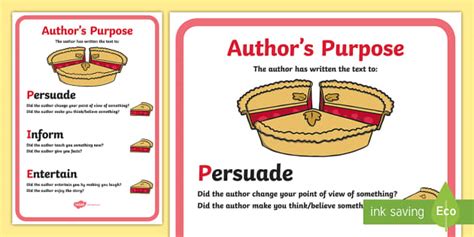 👉 Authors Purpose Pie Poster Teacher Made Twinkl