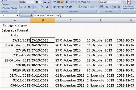 cara mengubah format tanggal di excel