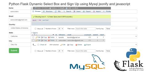 python flask dynamic select box and sign up using mysql jsonify and