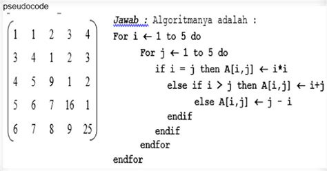 algoritma 2 array dua dimensi beserta contoh program pascal mobile