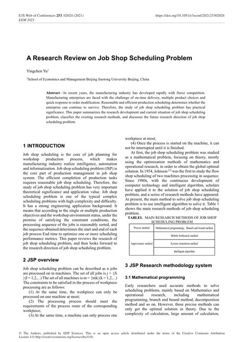 pdf a research review on job shop scheduling problem