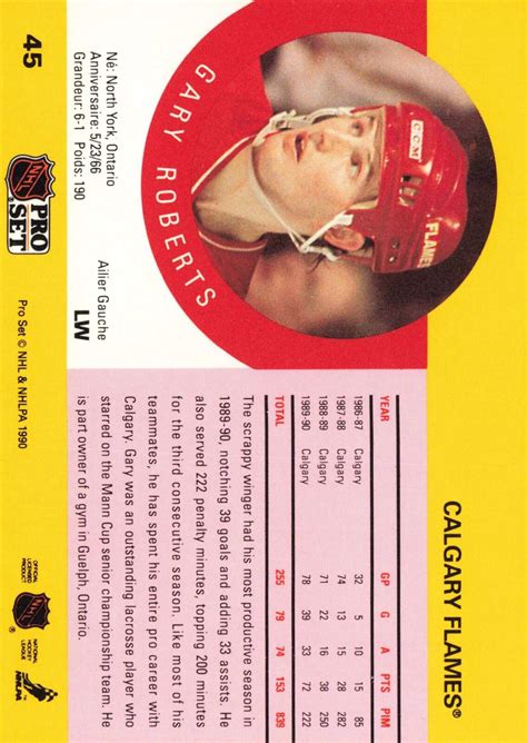 Gary Roberts 1990 Pro Set 45 Calgary Flames Ebay