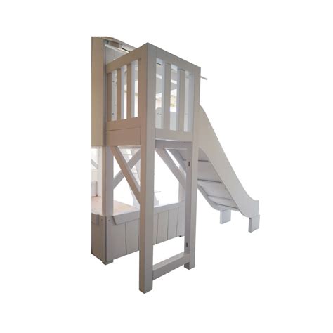 Lit Cabane Superposé Toboggan Et Plateforme Mathy By Bols Laqué Lin