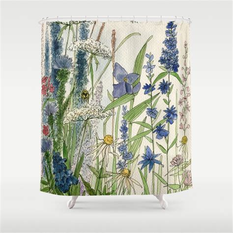 Wildflowers 2 Watercolor Shower Curtain By Between The Weeds Society6