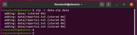 linux zip and unzip command with examples