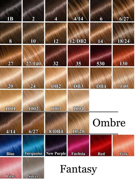 Standard Col Chart Hair Color Chart Remy Hair Extensions Khloe Hair