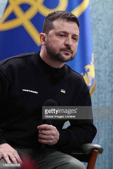 Ukrainian President Volodymyr Zelensky Speaks To The Media During A