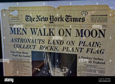 Front Page Of The New York Times From July 21st 1969 Announcing The