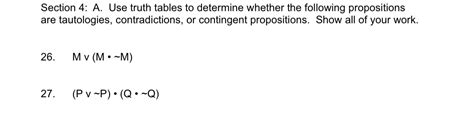 [solved] section 4 a use truth tables to determine whether the