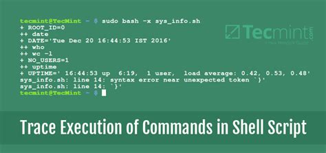 how to trace execution of commands in shell script with shell tracing