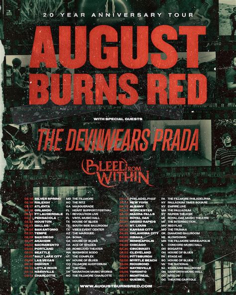 August Burns Reds 20th Anniversary Tour Set For 2023 The Devil Wears