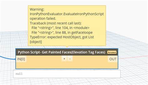 typeerror expected hostobject got list[object] developers dynamo