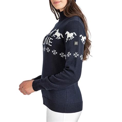 Equiline Christmas Rudolph Ladies Jumper Blue