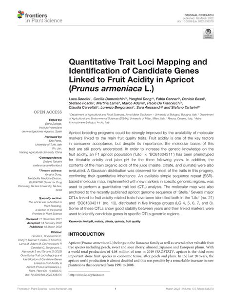 Pdf Quantitative Trait Loci Mapping And Identification Of Candidate