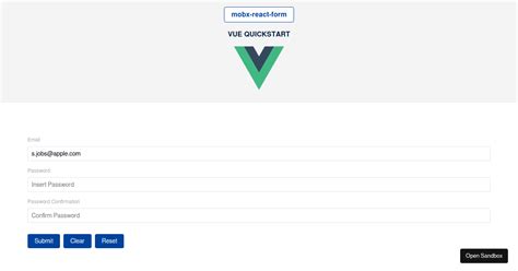 mobx react form vue codesandbox