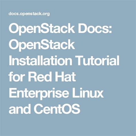 openstack docs openstack installation tutorial for red hat enterprise
