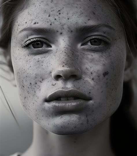 Photo Gros Plan Portrait Dune Belle Femme Avec Des Taches De Rousseur
