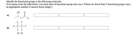 Solved Identify The Functional Groups In The Following