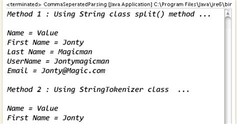 how to parse a comma separated string using string s split