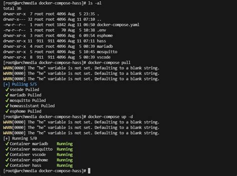 warn[0000] the he variable is not set defaulting to a blank string