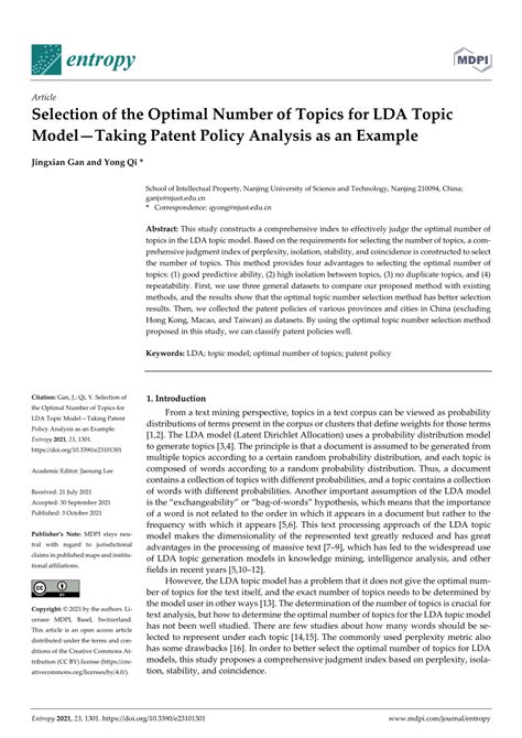 Pdf Selection Of The Optimal Number Of Topics For Lda Topic Model