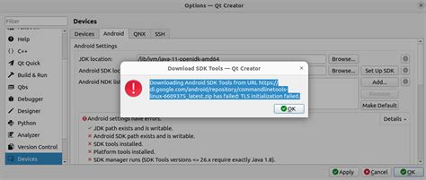 tls initialization failed downloading android sdk tools qt forum
