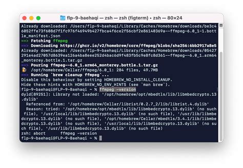 appium error while run command ffmpeg library not loaded opt