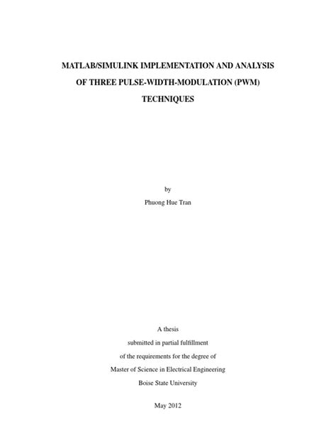 Matlab Simulink Implementation And Analysis Of Three Pulse Width