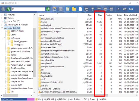 how to see number of files in folders in file explorer
