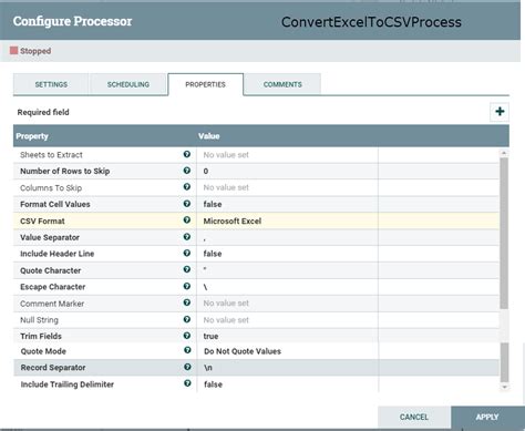 apache nifi trouble parsing excel to csv when each row has different