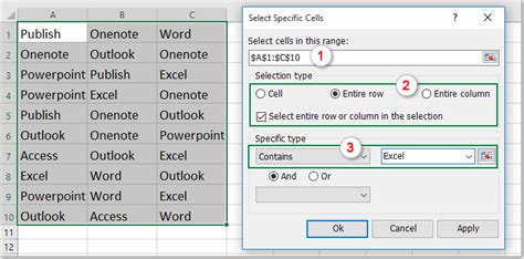 quickly select specific cells entire rows or entire columns based on