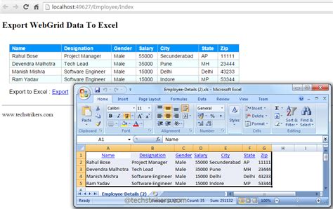 export to excel from webgrid in asp mvc5 and entity framework 6 webgrid export to excel in
