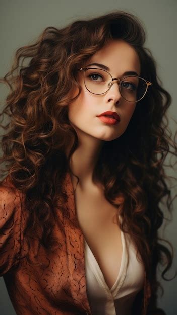 Premium Ai Image Woman Wearing Glasses Long Curly Hair