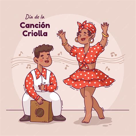 Ilustración Plana Del Día De La Canción Criolla Vector Premium