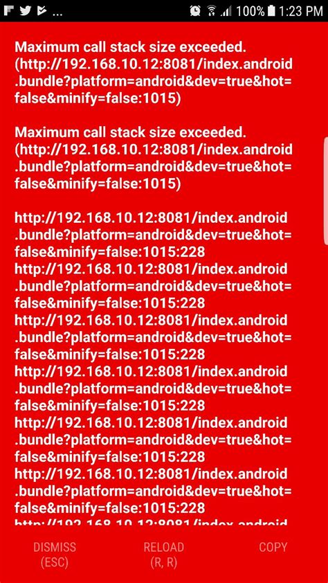 reactjs maximum call stack size exceeded in react native stack overflow