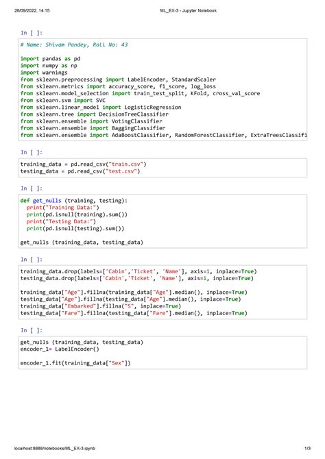 Ml Exp3 28 09 2022 14 15 Ml Ex 3 Jupyter Notebook Localhost 8888