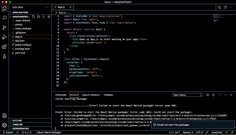failed to start the react native packager error code 106 · issue