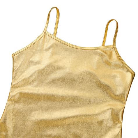 Kinder Mädchen Metallic Crop Top Spaghetti Träger Shirt Ballett Tanz