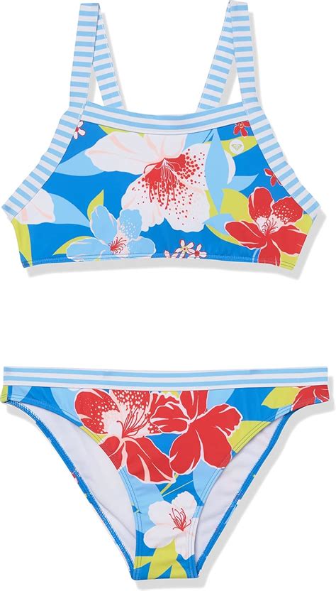 Roxy Girls Island Trip Crop Top Swimsuit Set Clothing