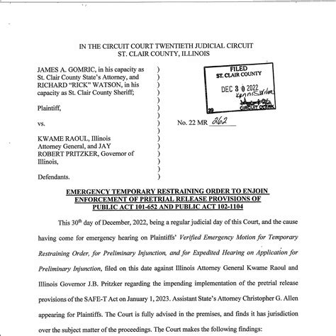 Order Emergency Motion For Temporary Restraining Order For Preliminary