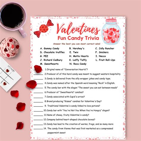 Valentines Day Candy Match Game Valentines Candy Trivia Game