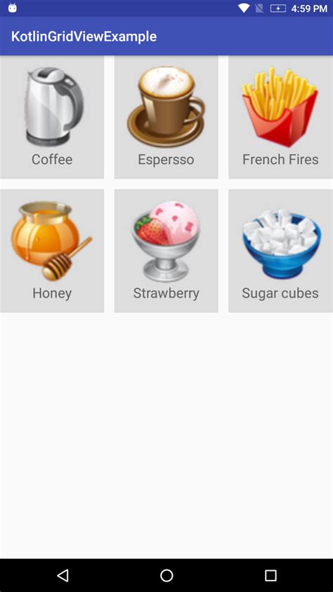 android kotlin gridview sample code and directory of