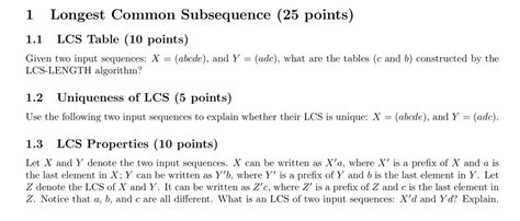 solved 1 longest common subsequence 25 points 1 1 lcs