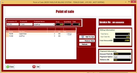 automated beer parlour billing system using vb and ms access
