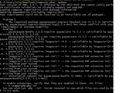 php symfony2 getting error on running composer update stack overflow