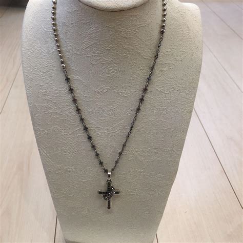 41％割引グレイ系女性が喜ぶ♪ 【美品】justin Davis オニキス クロス ネックレス ネックレス アクセサリーグレイ系 Ota On
