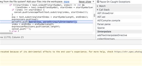 angularjs angular throwing unexpected token because of less stack